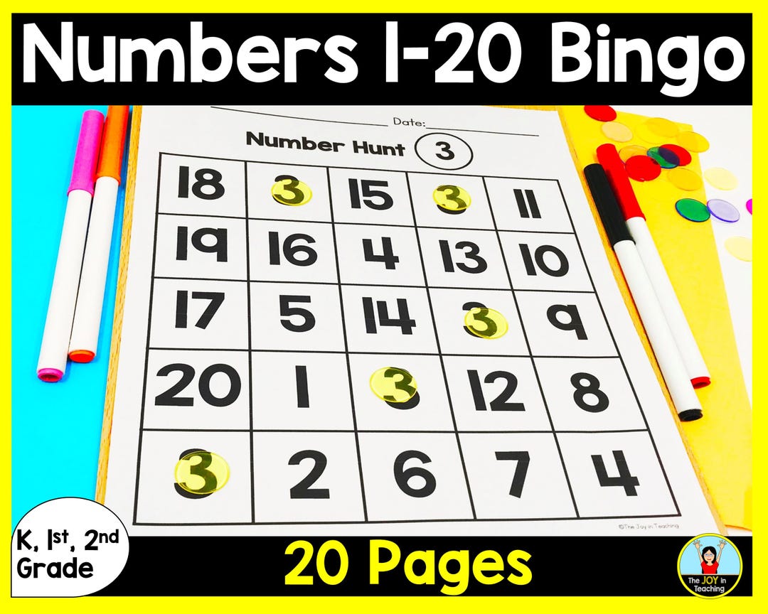 Number Bingo 1-20 Worksheet - Etsy