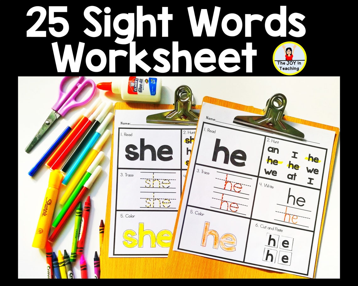 25 Sight Words Worksheet-sight Words Fluency Printable - Etsy