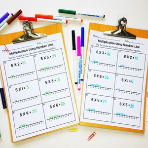 Multiplication Using Number Line Worksheet - Etsy