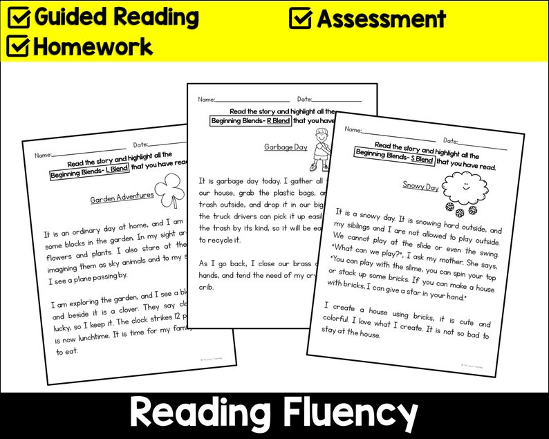 Beginning Blends Reading Comprehension Passage - Etsy
