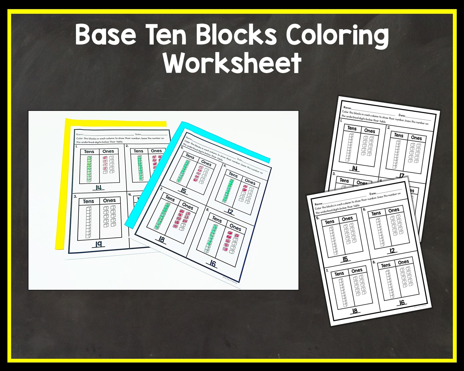 Place Value 11-19 Ones and Tens Base Ten Worksheet - Etsy