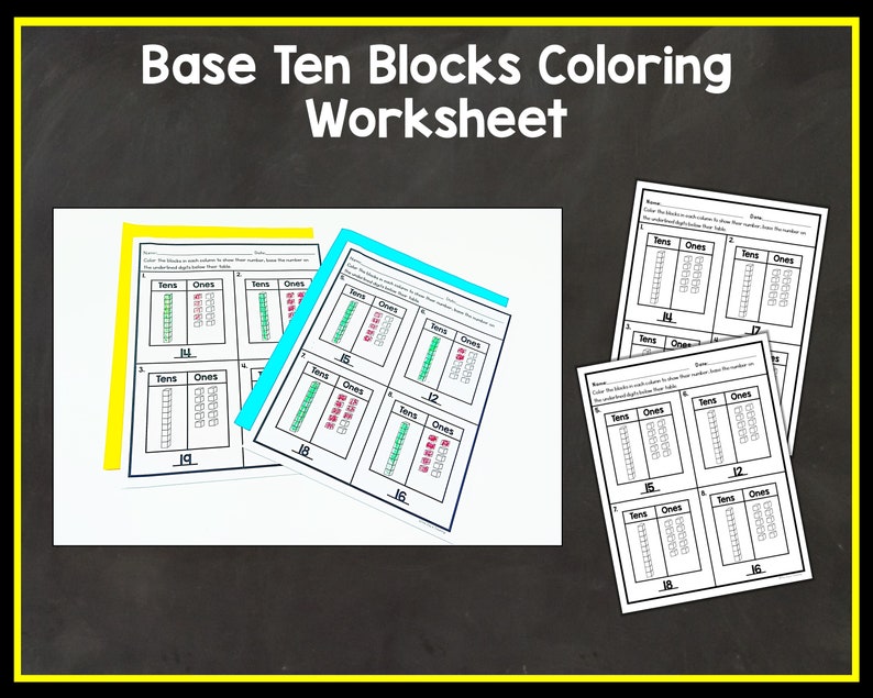 Place Value 11-19 Ones and Tens Base Ten Worksheet - Etsy