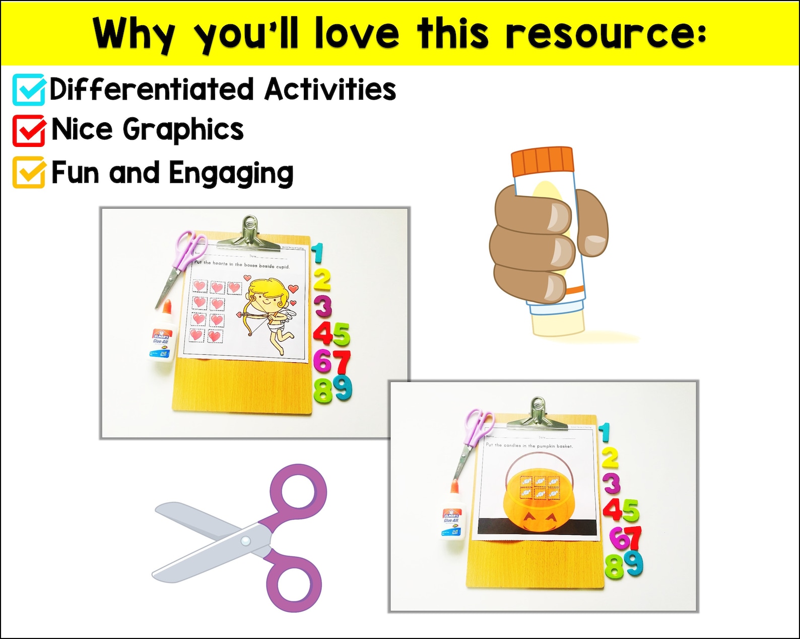 Numbers 1-10 Cut and Paste-number Counting Printable - Etsy