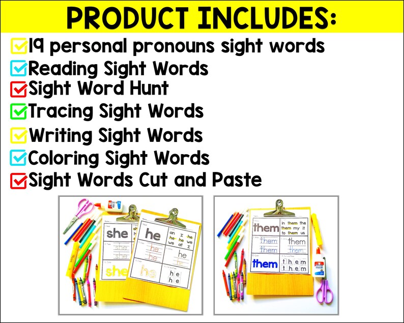 Personal Pronouns Sight Words Worksheet - Sight Words Fluency Printable ...