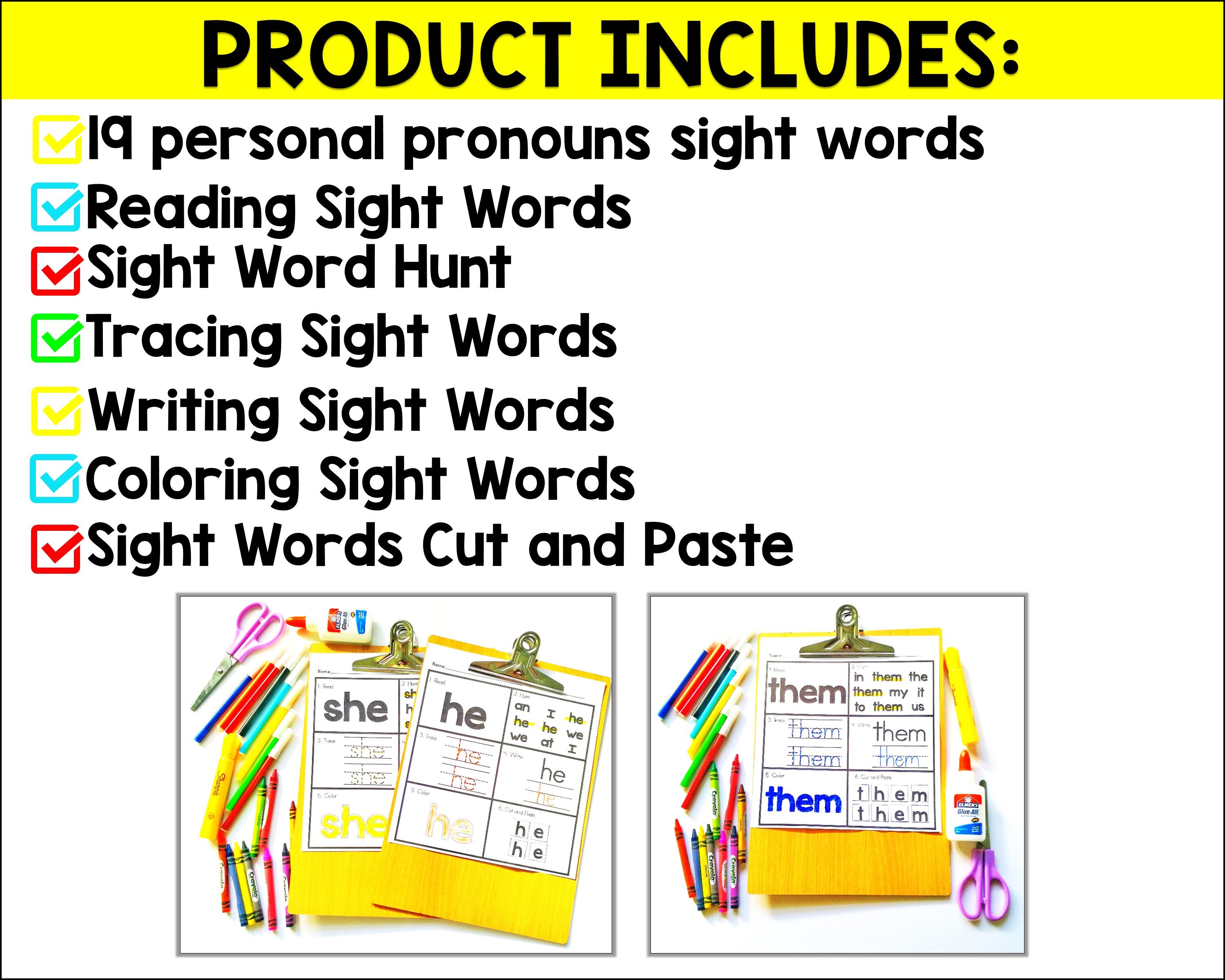 Personal Pronouns Sight Words Worksheet - Sight Words Fluency Printable ...