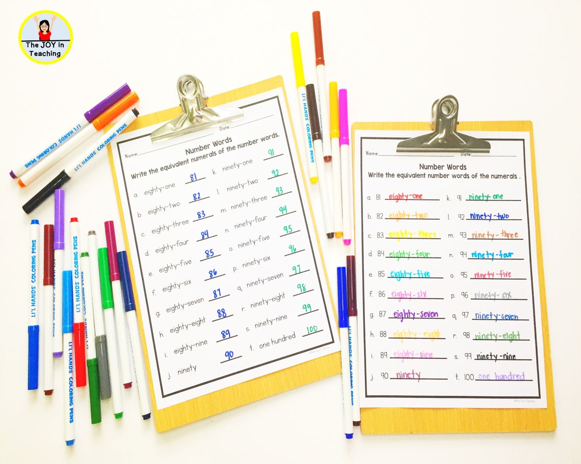 Number Words Numbers 1-120 Worksheet - Etsy