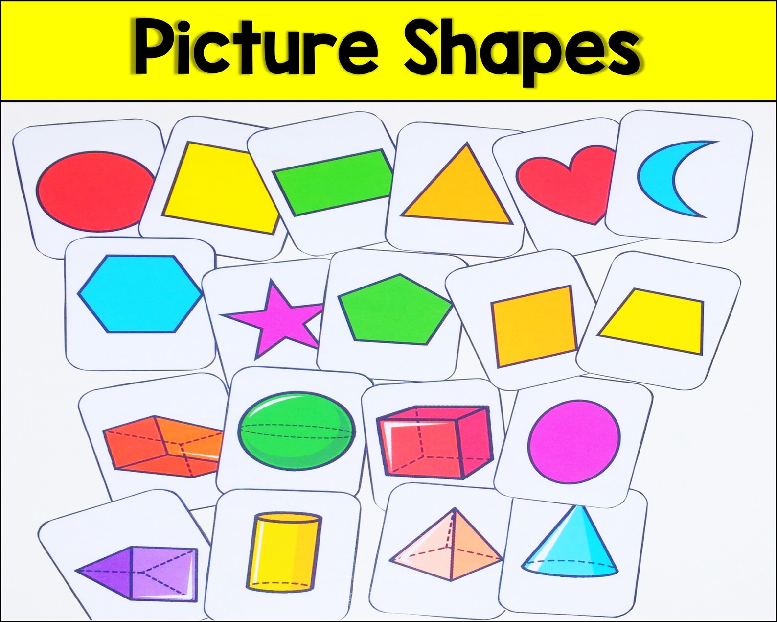 2D and 3D Shapes Flashcards - Etsy