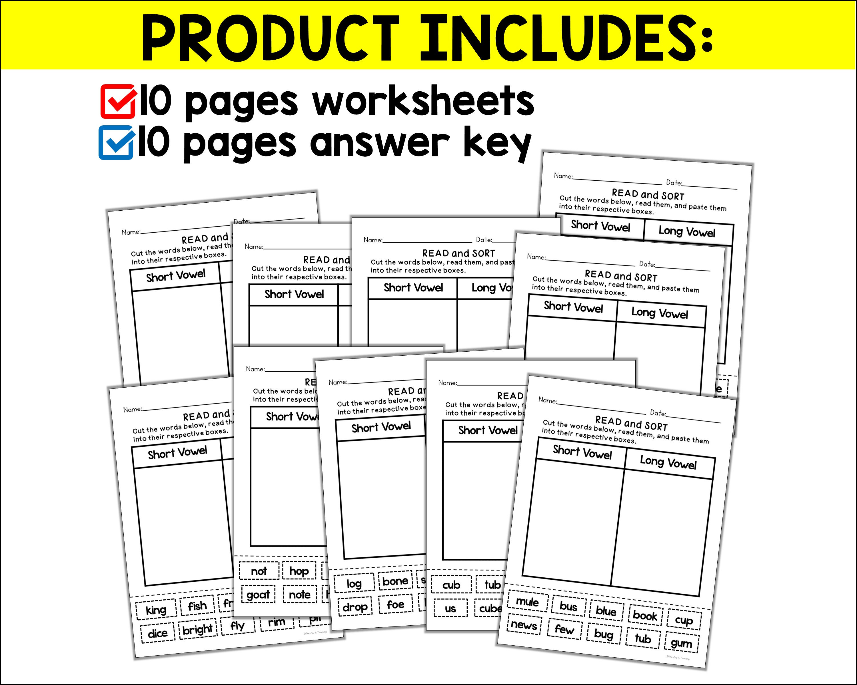 Short and Long Vowel Cut and Paste Worksheet - Etsy