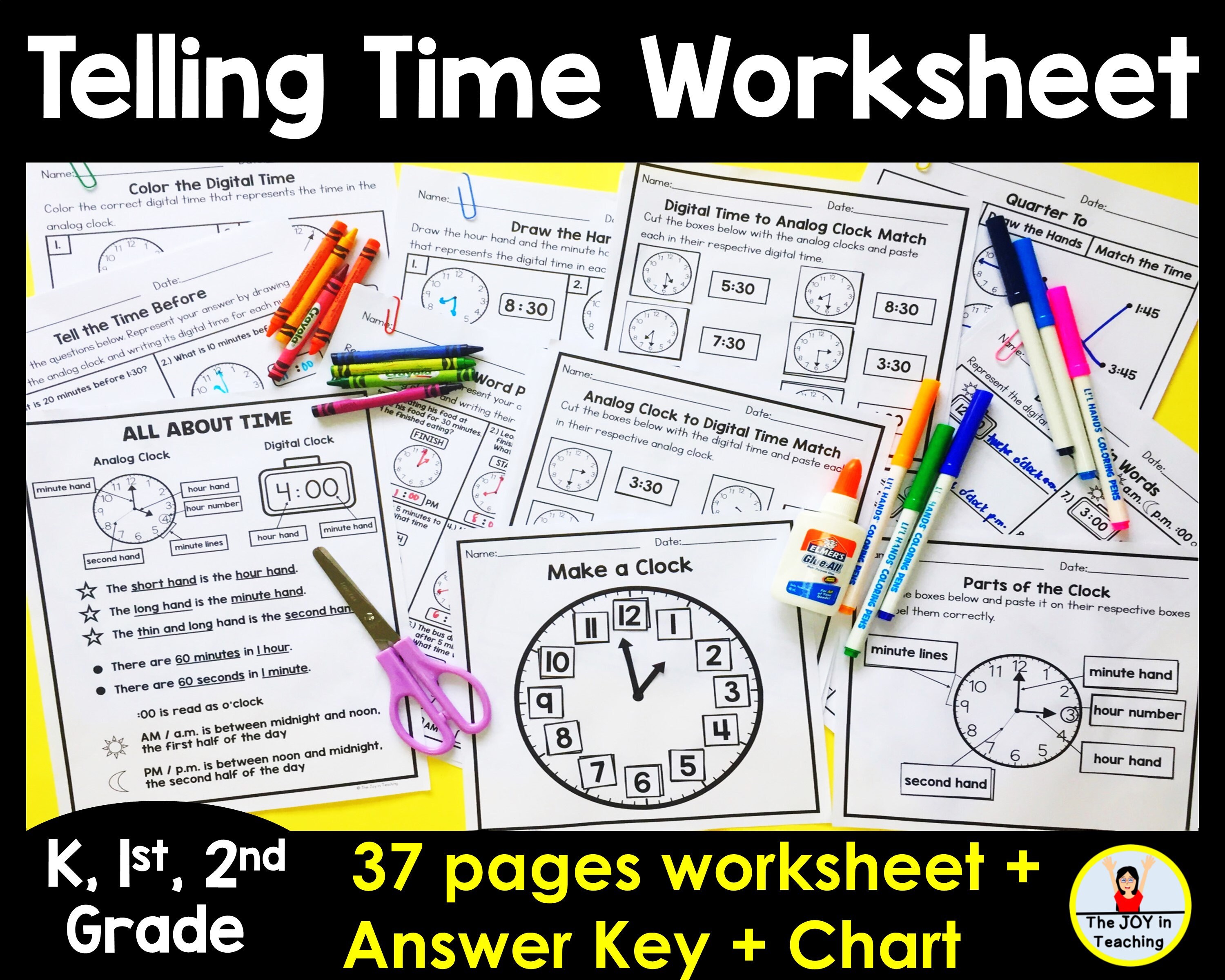 Telling Time Worksheet - Etsy