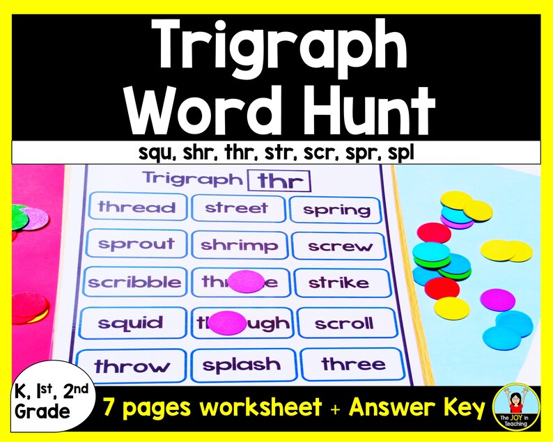 Trigraph Word Hunt Worksheet - Etsy