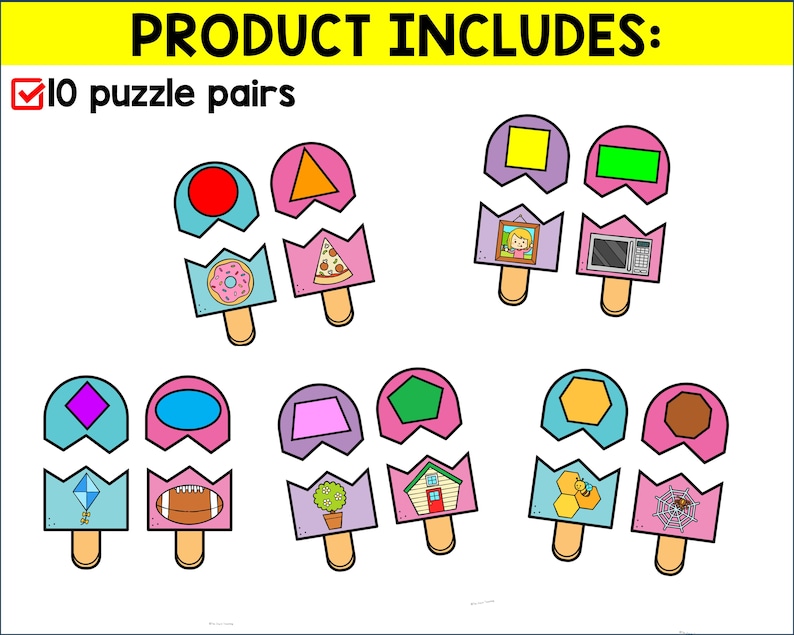 2D Shapes Real Life Objects Puzzle - Etsy