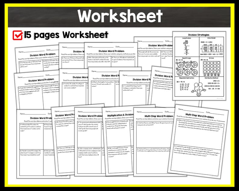 Division Word Problem Worksheet - Etsy
