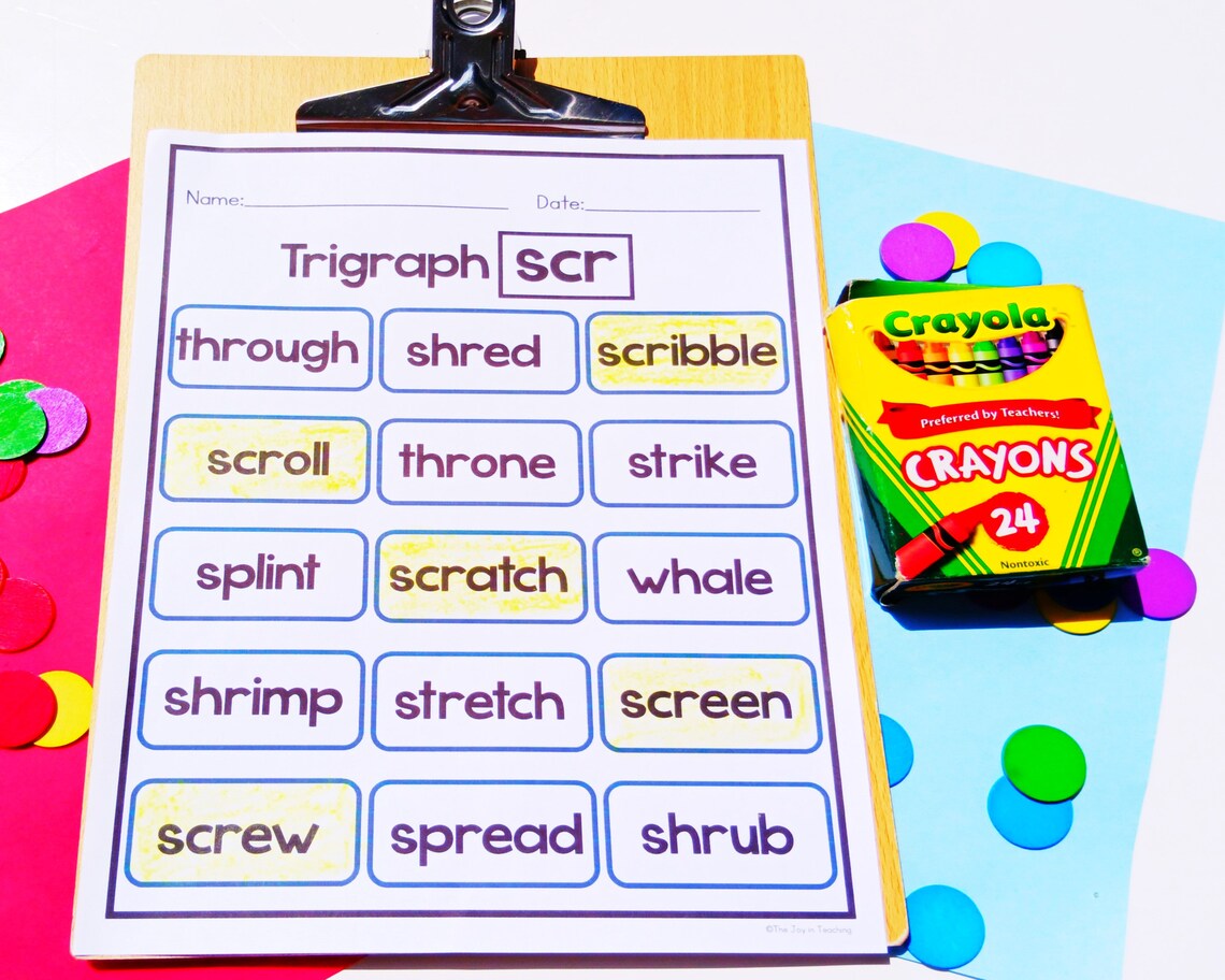 Trigraph Word Hunt Worksheet - Etsy
