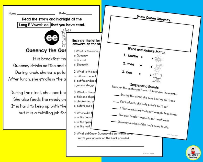 Long Vowel E Reading Comprehension Passage - Etsy