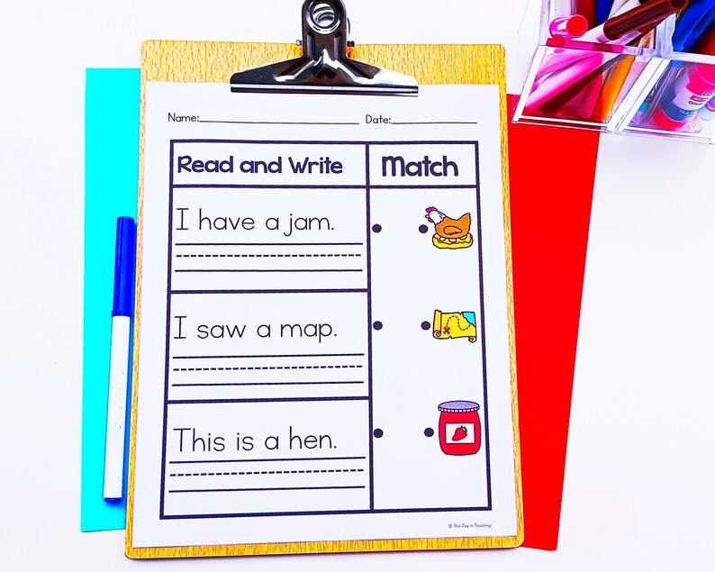 CVC Read, Write, and Match Worksheet - Etsy
