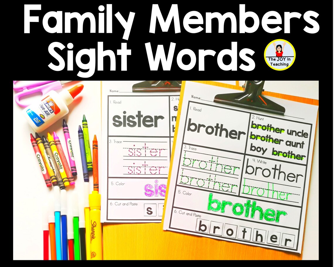 Family Members Sight Words Worksheet-sight Words Fluency - Etsy