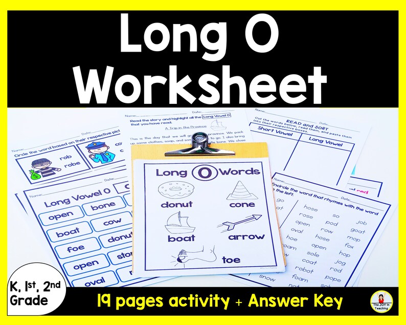 Long Vowel O Worksheet - Etsy