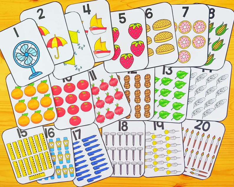 Counting Numbers 1-20 Flashcards - Etsy