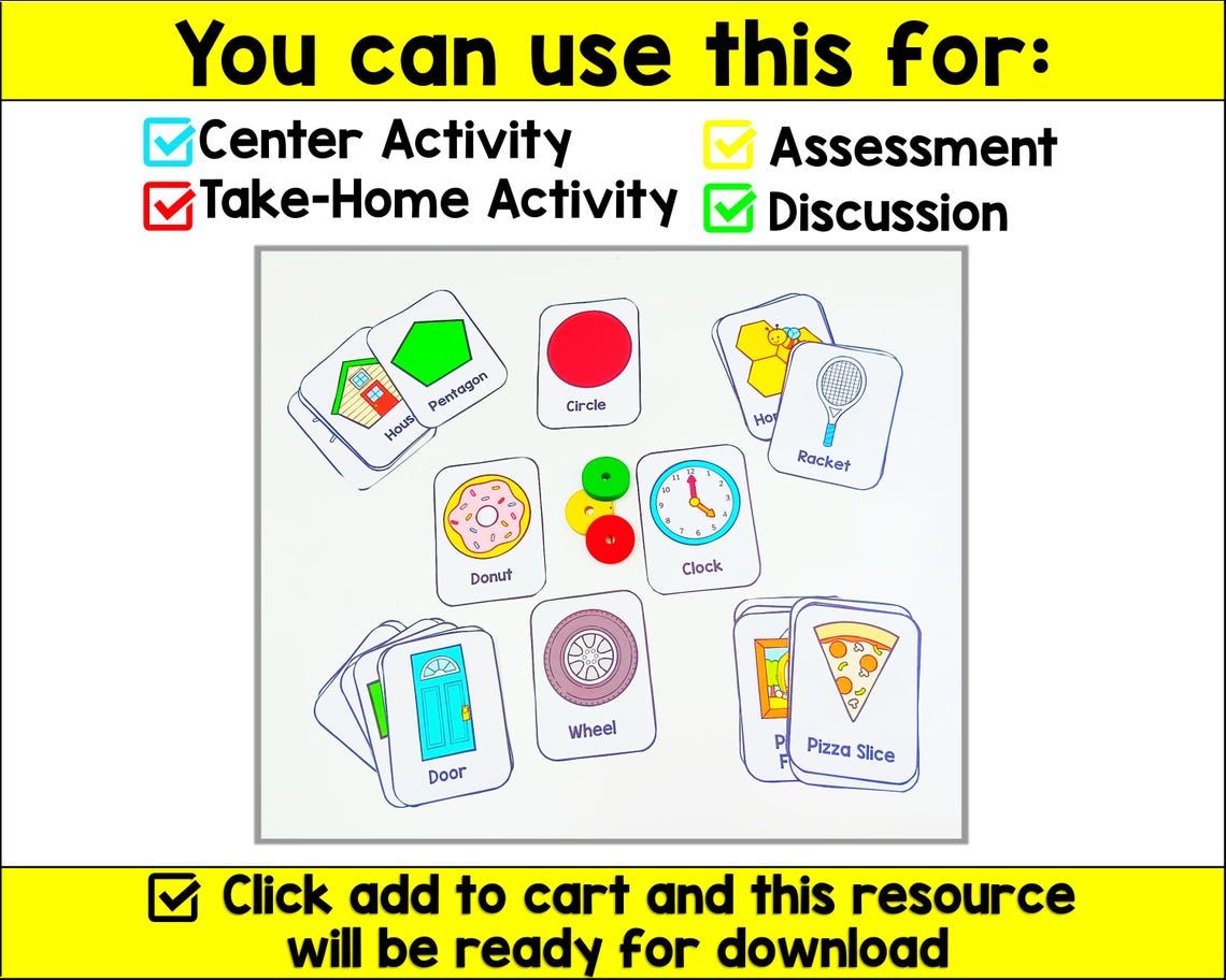 2D Shapes Real Life Objects Flashcards - Etsy