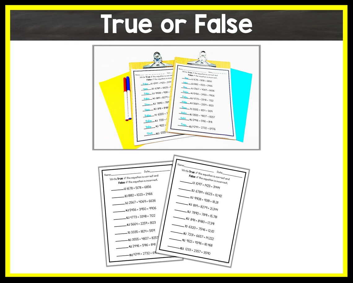 4-digit Addition Worksheet - Etsy