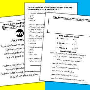 Diphthong Reading Comprehension Passage - Etsy