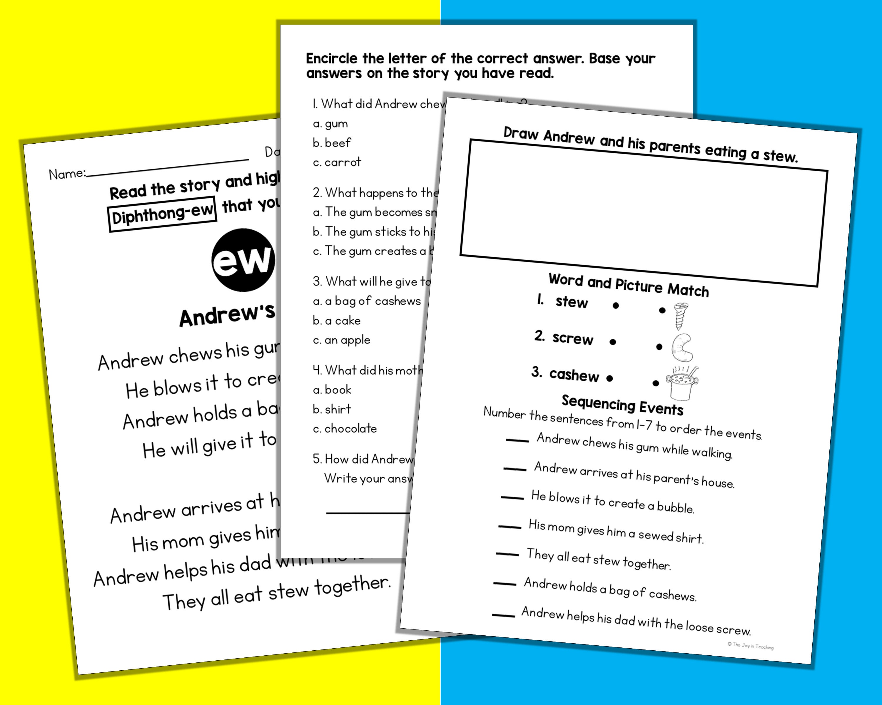 Diphthong Reading Comprehension Passage - Etsy