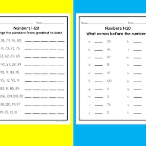 Numbers 1-120 Assessment Worksheet - Etsy