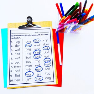 CVC Rhyming Words Worksheet - Etsy