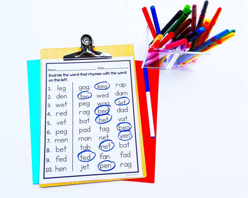 CVC Rhyming Words Worksheet - Etsy