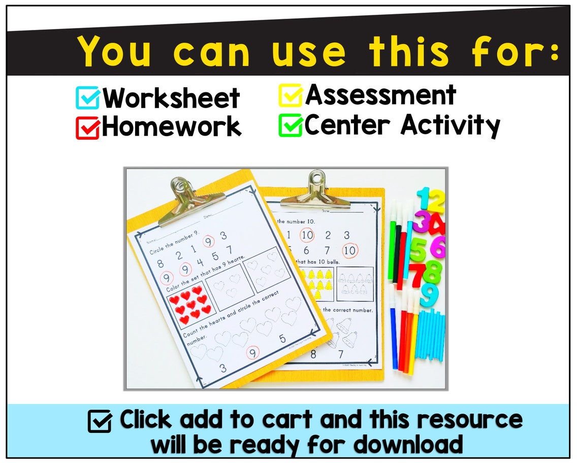 Numbers 1-10 Assessment Worksheet for Preschool, Kindergarten (PDF) - Etsy