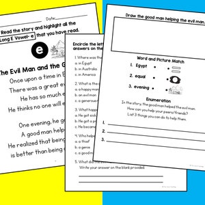 Long Vowel E Reading Comprehension Passage - Etsy