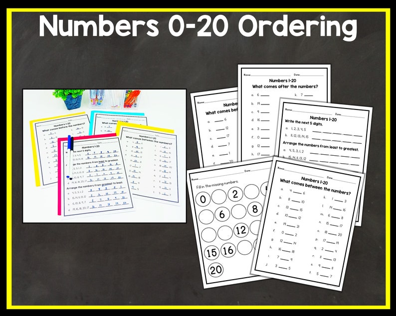 Numbers 0-20 Recognition, Counting, and Ordering Worksheet - Etsy