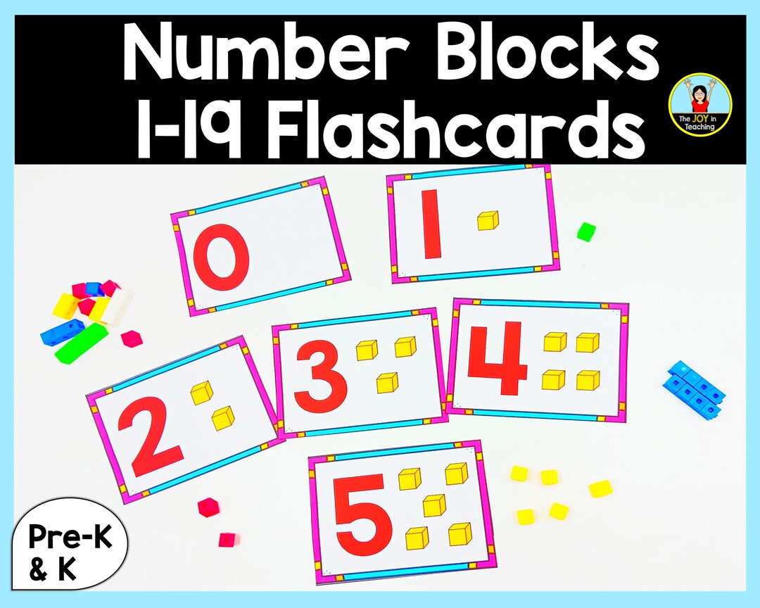Number Blocks 1-19 Flashcards - Etsy