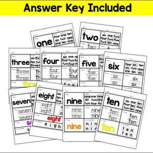 Number Words 1-10 Sight Words Worksheet-sight Words Fluency - Etsy