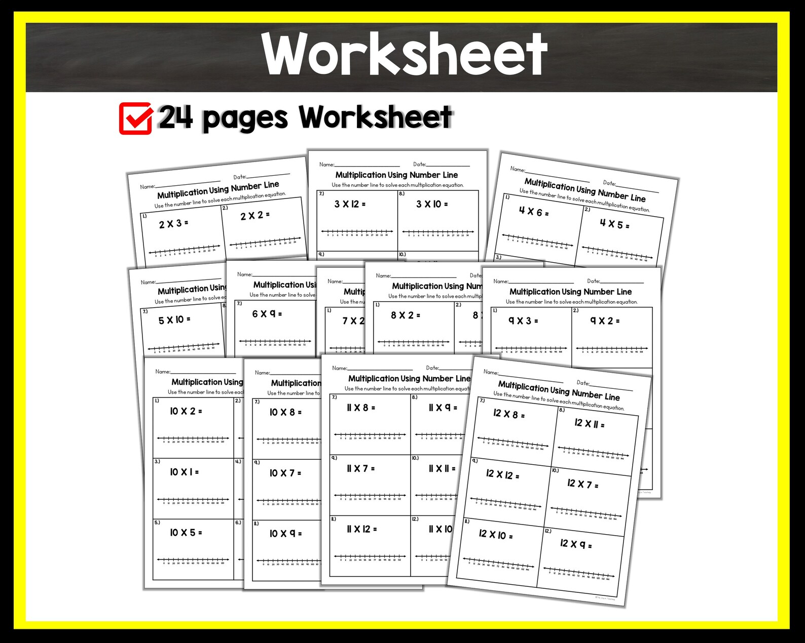 Multiplication Using Number Line Worksheet - Etsy