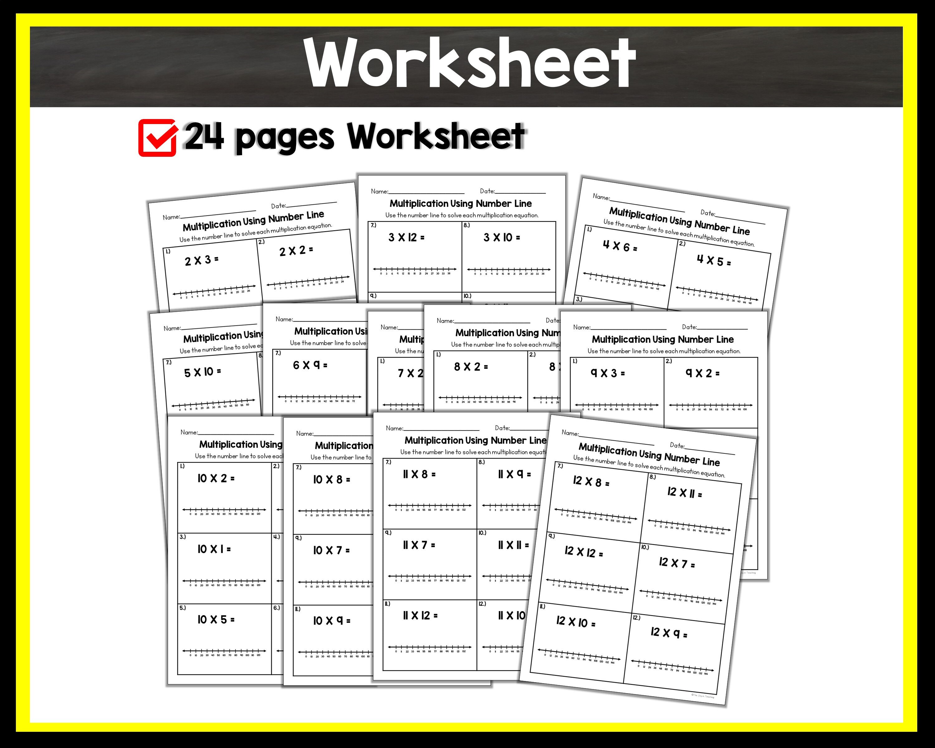 Multiplication Using Number Line Worksheet - Etsy