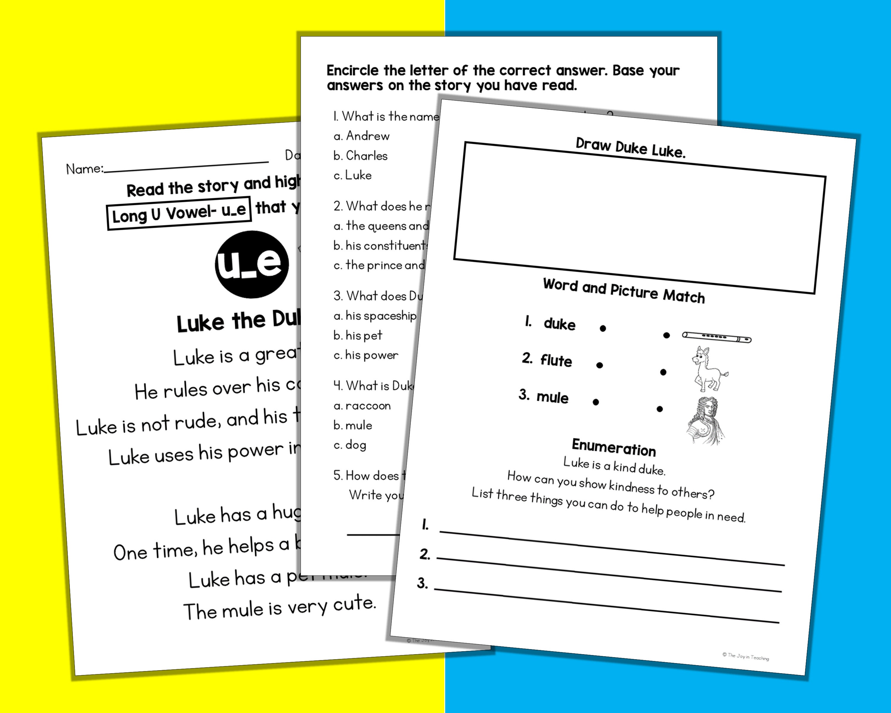 Long Vowel U Reading Comprehension Passage - Etsy