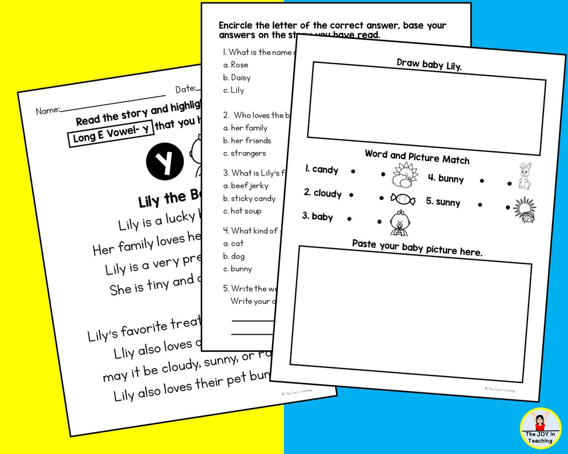 Long Vowel E Reading Comprehension Passage - Etsy España