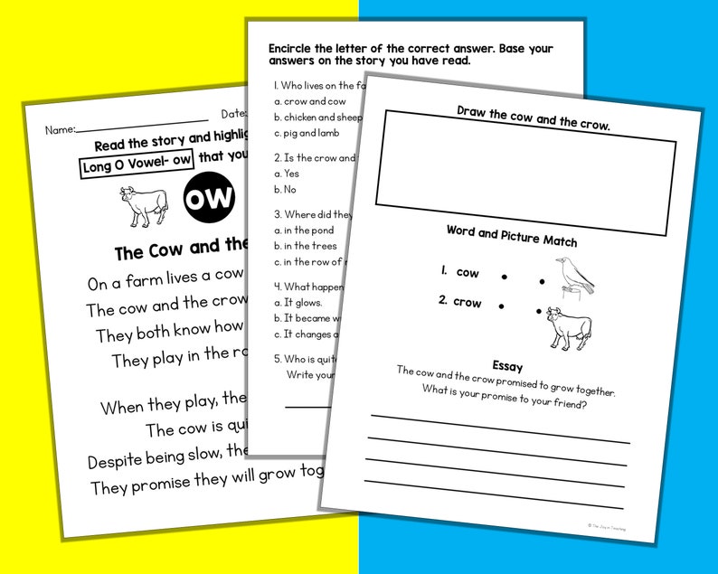 Long Vowel O Reading Comprehension Passage - Etsy