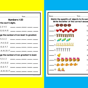 Numbers 0-20 Recognition Counting and Ordering Worksheet - Etsy