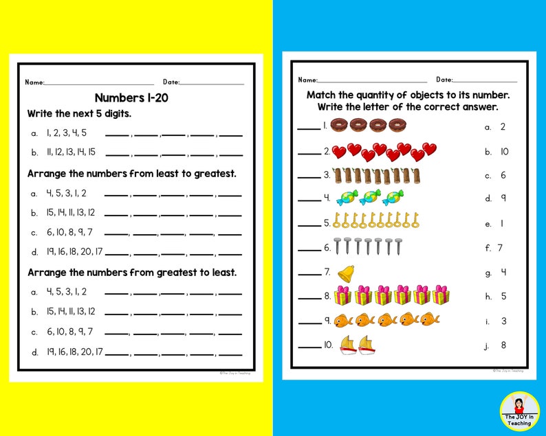 Numbers 0-20 Recognition Counting and Ordering Worksheet - Etsy