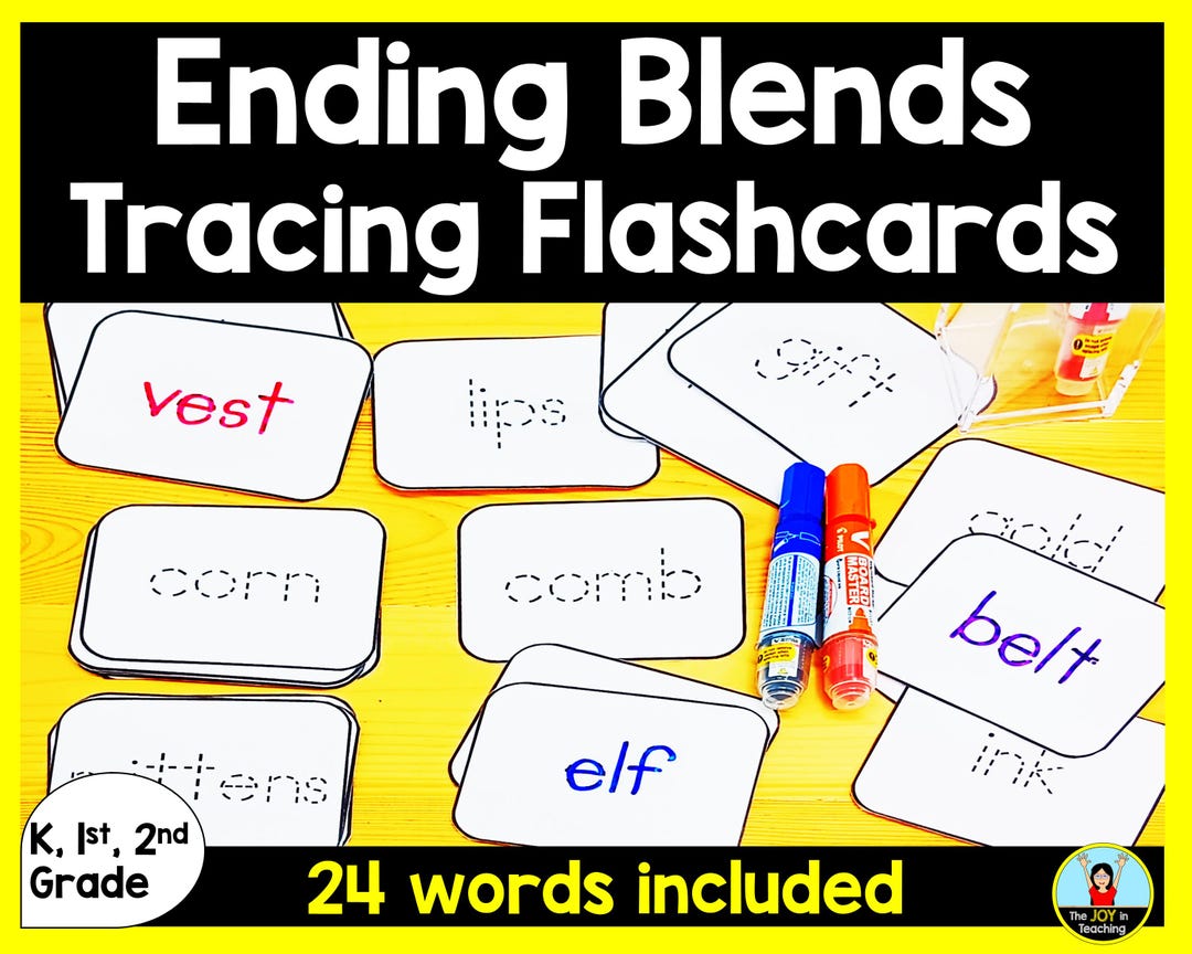 Ending Blends Tracing Flashcards - Etsy