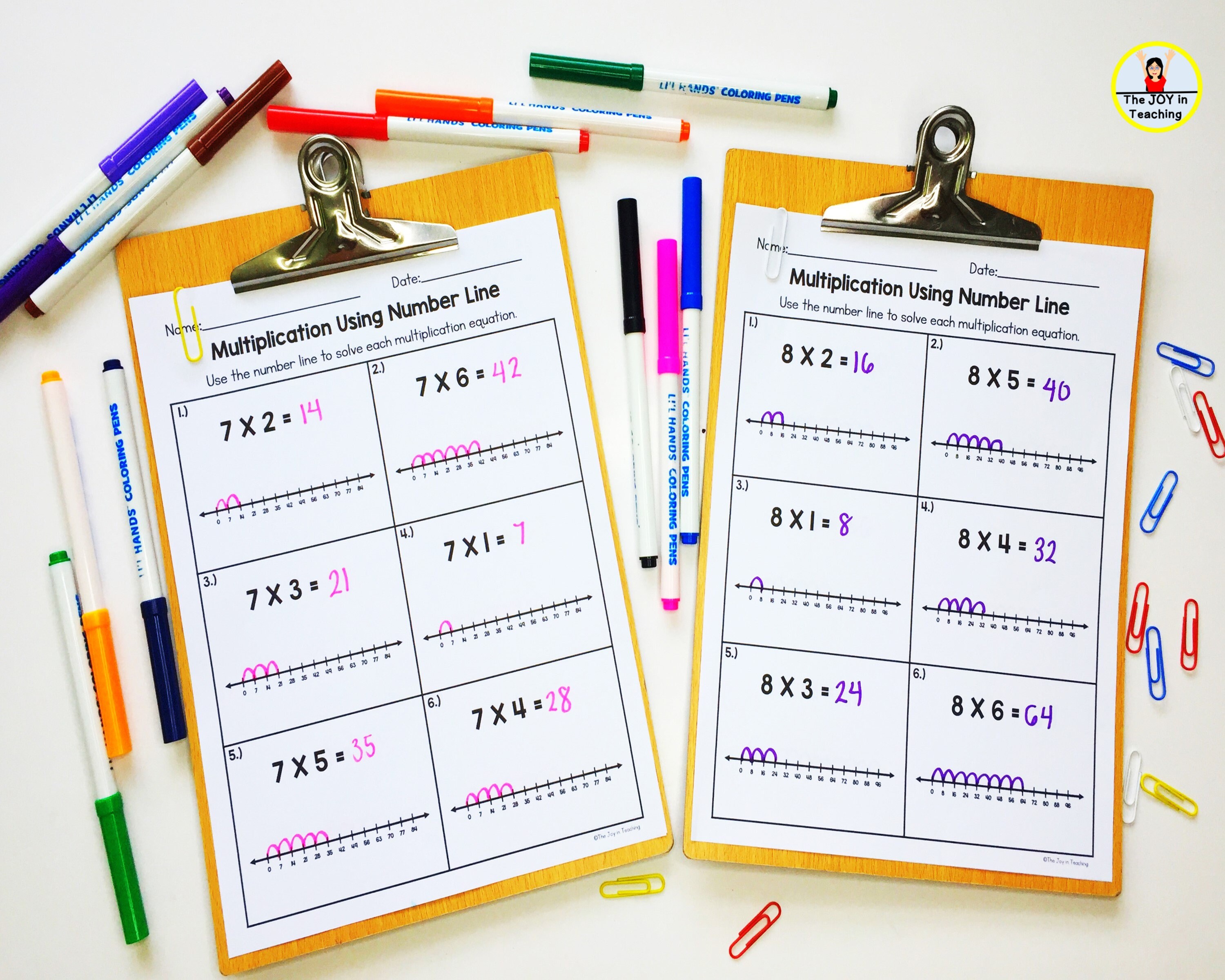 Multiplication Using Number Line Worksheet - Etsy