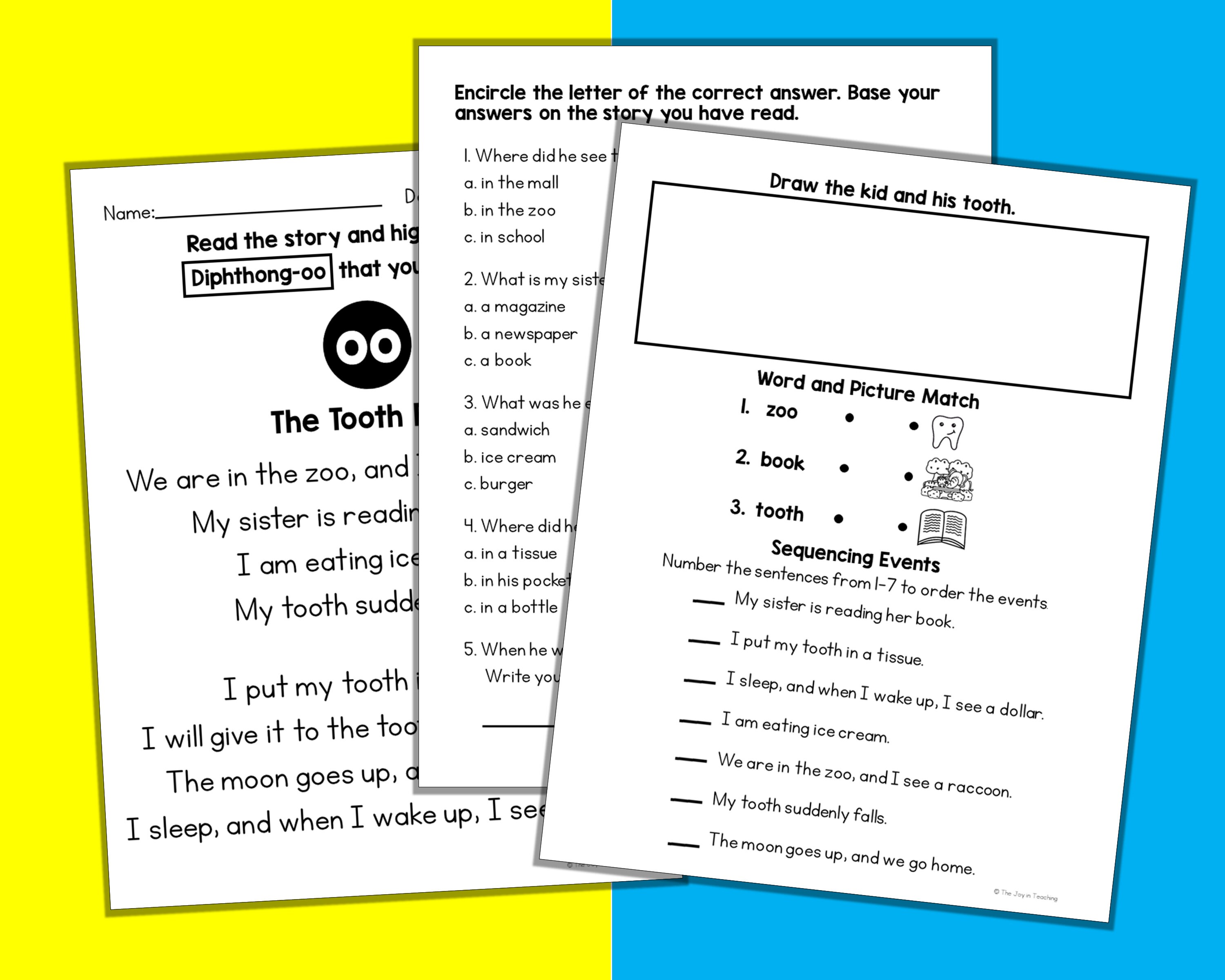 Diphthong Reading Comprehension Passage - Etsy