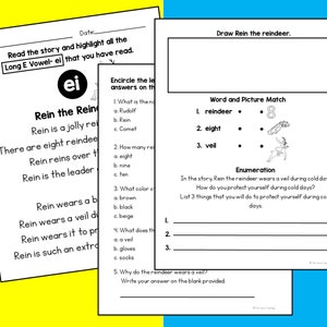 Long Vowel E Reading Comprehension Passage | Etsy