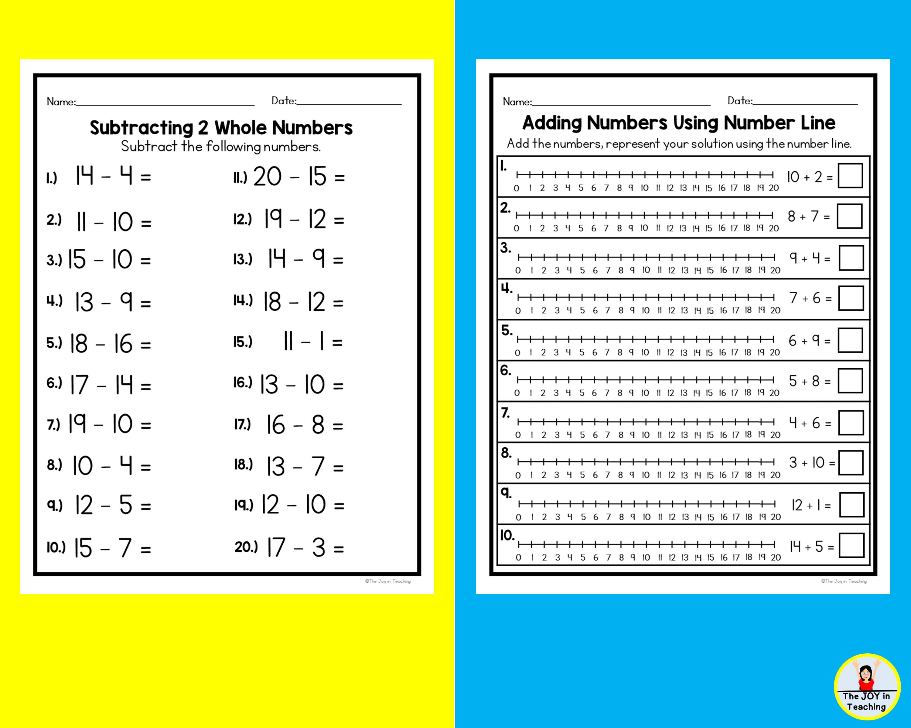 Addition Numbers 1-20 Worksheet - Etsy