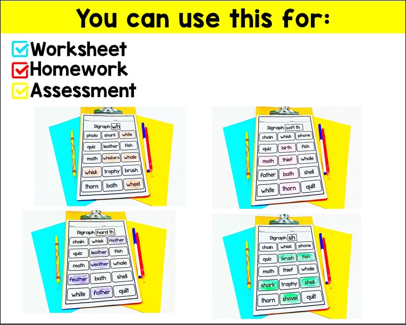 Digraph Word Hunt Worksheet - Etsy