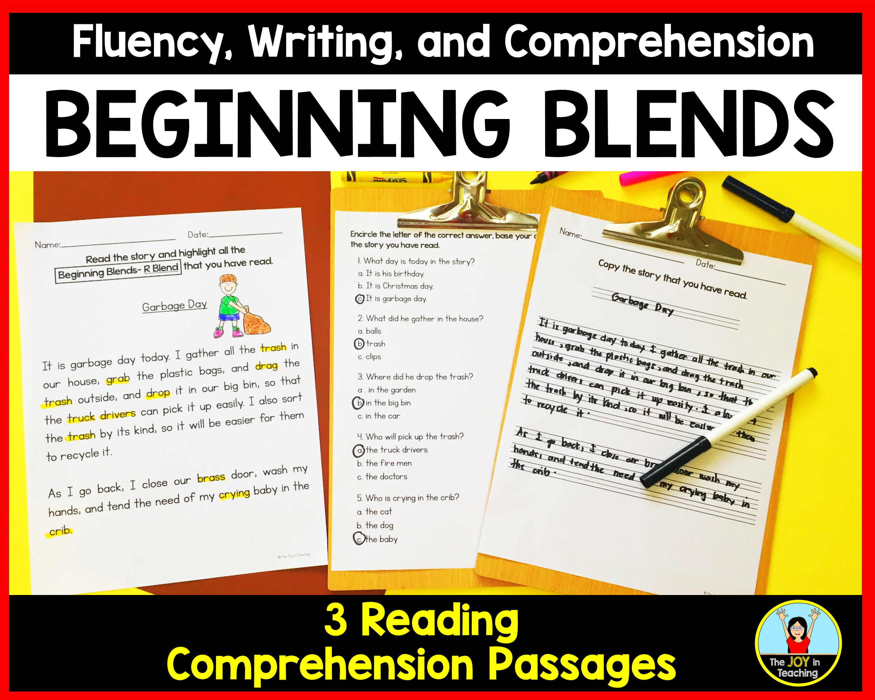 Beginning Blends Reading Comprehension Passage - Etsy