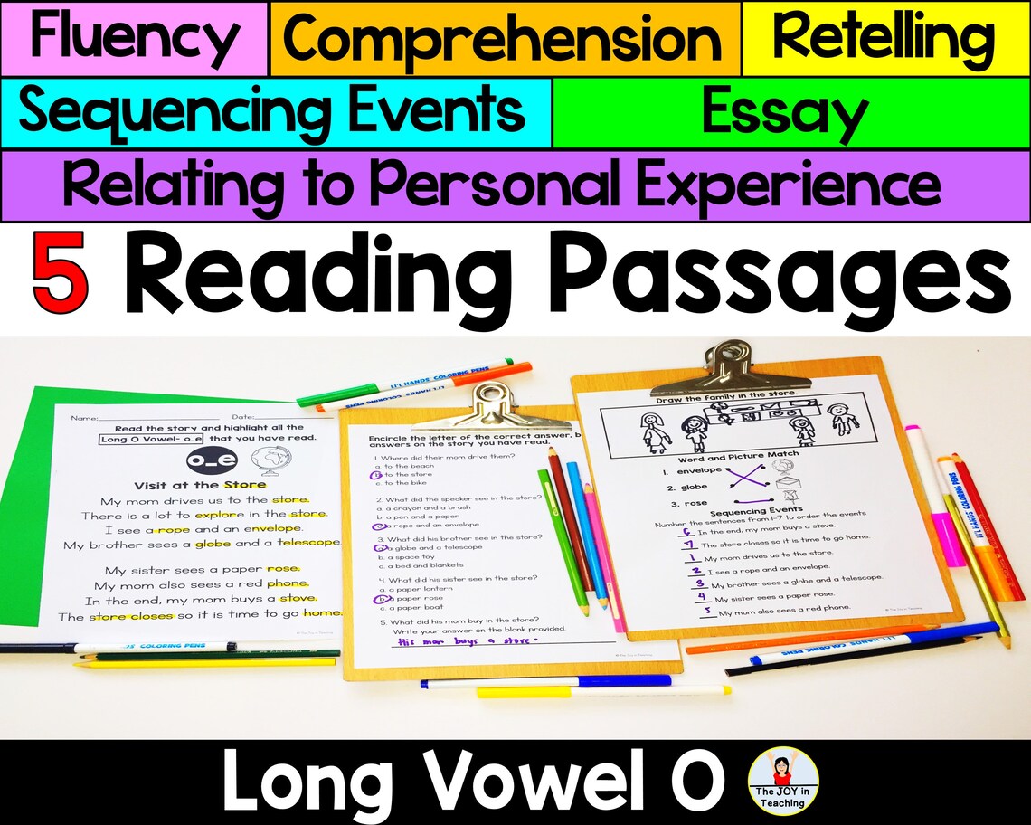 Long Vowel O Reading Comprehension Passage - Etsy