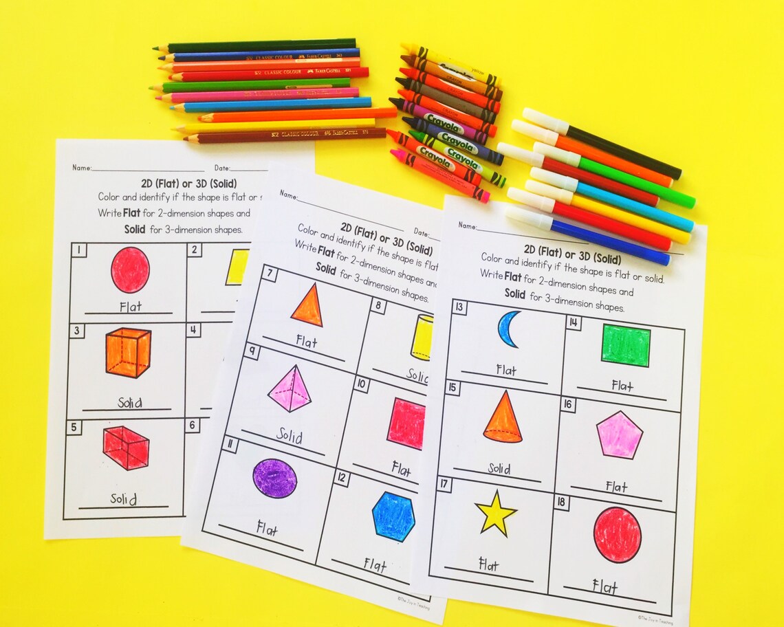 3D Shapes Worksheet - Etsy